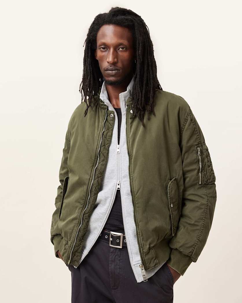 Banner Relaxed Fit Bomber Jacket PASTORAL GREEN | ALLSAINTS US